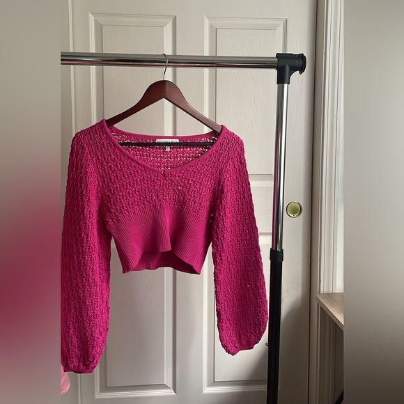 Willow & Wind | Sweaters | Bnwot Magenta Willow Wind Knit Crop Sweater | Poshmark